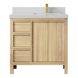 Elizabeth Oak 36" Right Offset Sink Vanity, 36" Right Offset ...