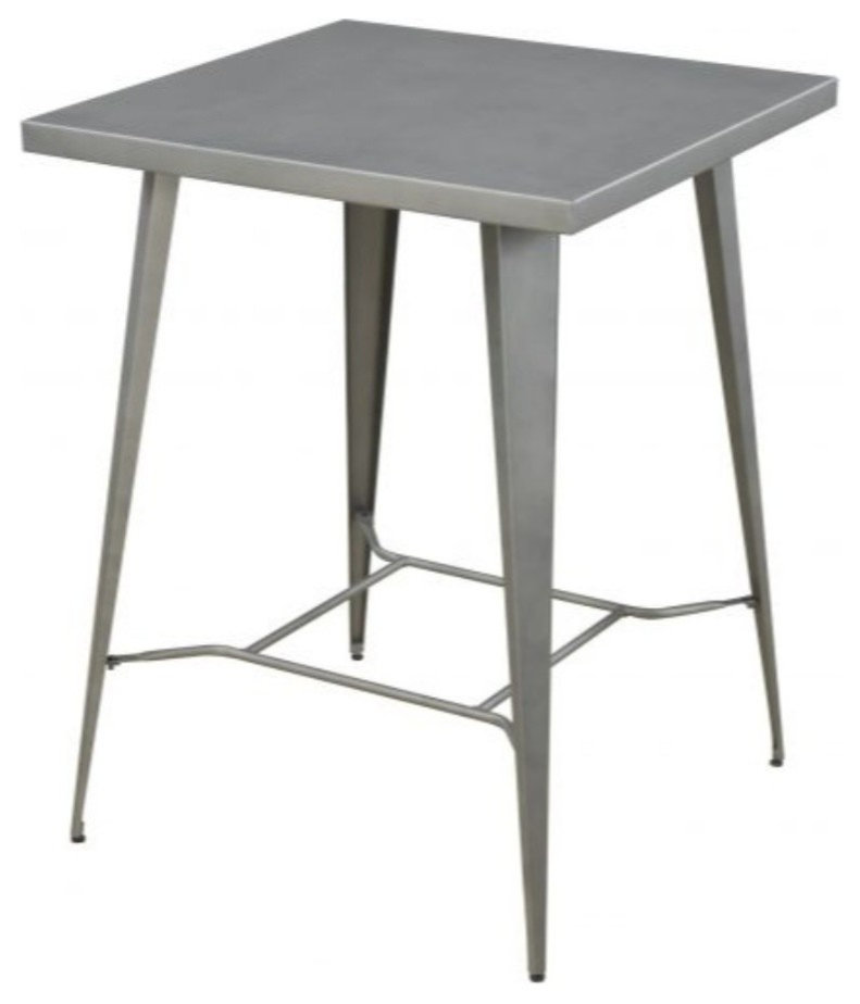 Square Metal Counter Height Table, Gunmetal Gray - Industrial - Indoor ...