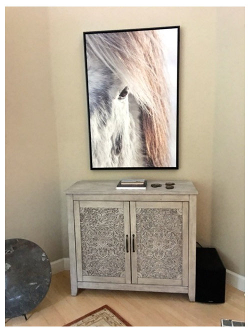 Height placement of picture on 14 ft high wall