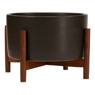 Modernica Ceramic Tabletop Cylinder Planter, Charcoal - Scandinavian ...