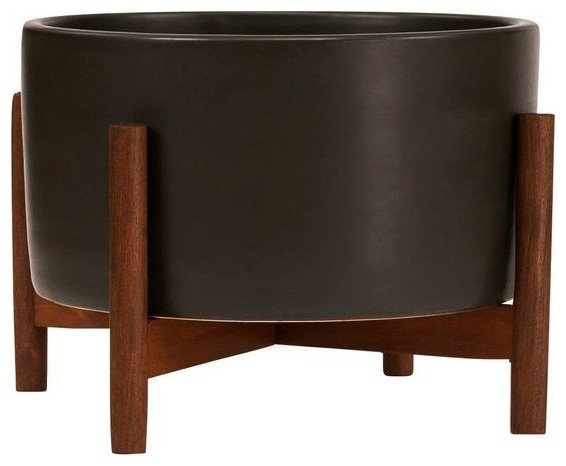 Modernica Ceramic Tabletop Cylinder Planter, Charcoal - Scandinavian ...