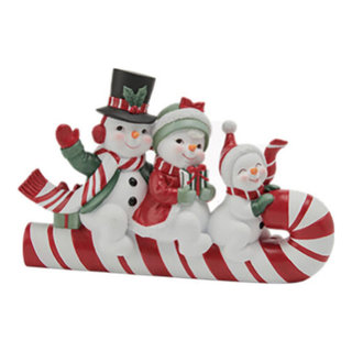 December Diamonds Santa & Friends 8" Snowman Family On Sled ...