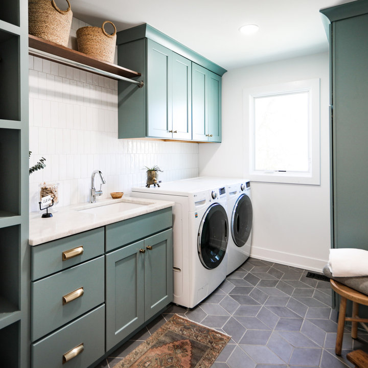 75 Beautiful Laundry Room with Subway Tile Splashback Ideas & Designs ...