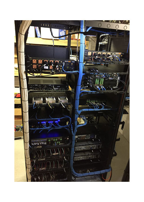 The clean up of wires and cables in a tangled mess