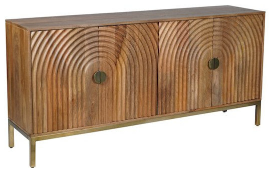 Asher 69 Solid Wood Mid-Century Modern Curved Arch Sideboard Cabinet ...