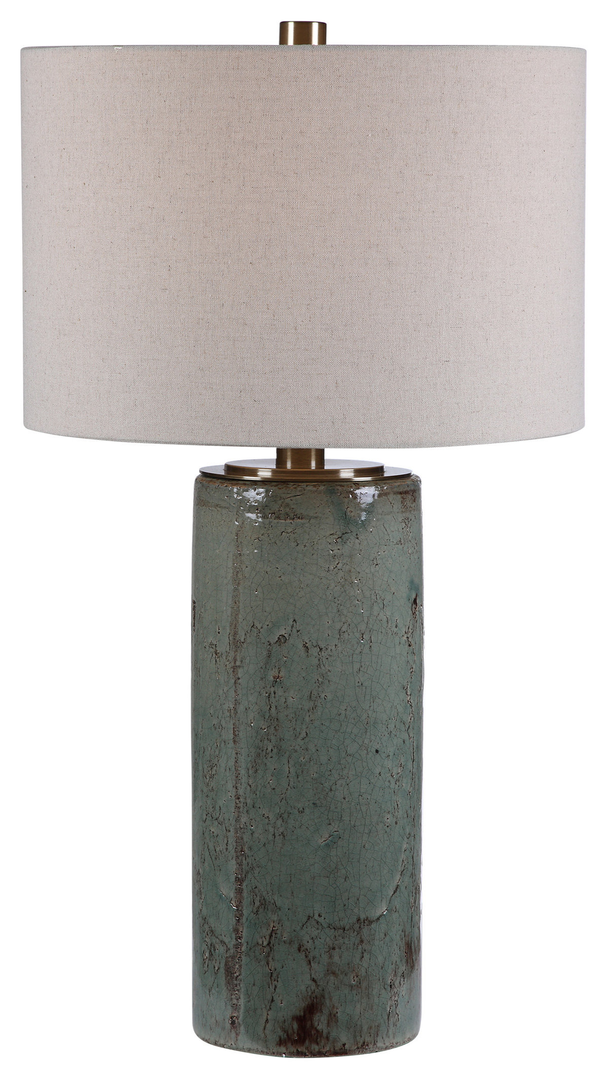 Rustic Elegant Turquoise Aqua Ceramic Table Lamp Crackled Bronze Beige ...