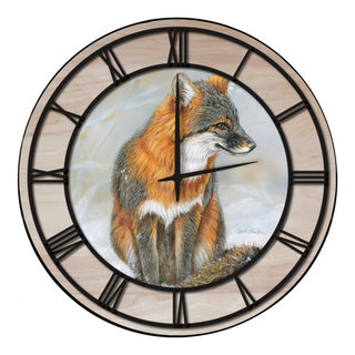 Wall Clock, Gray Fox, 24"x24" - Rustic - Wall Clocks - by House ...