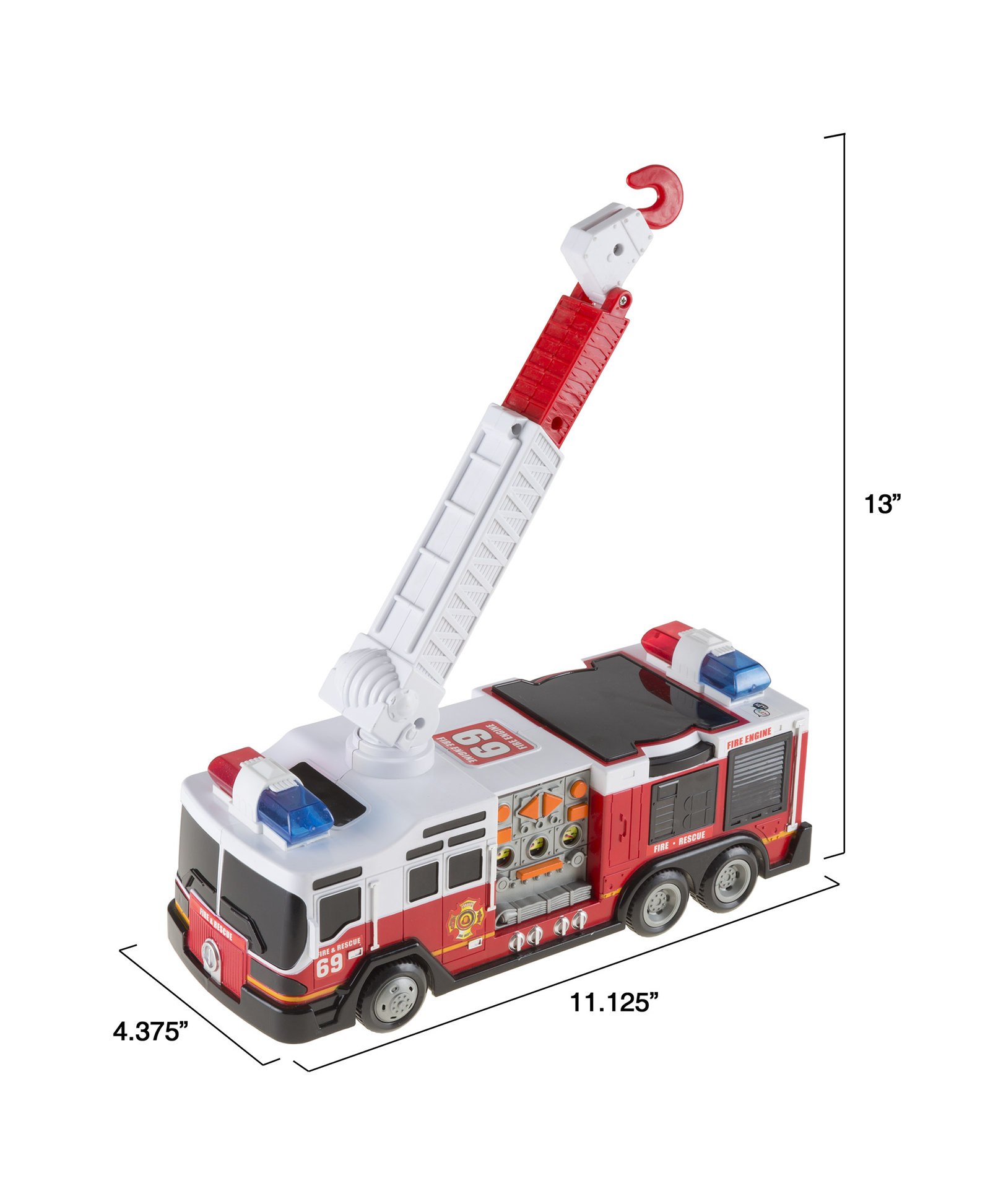 Toy Fire Truck With Extending Ladder, Battery-Powered Lights, Siren ...