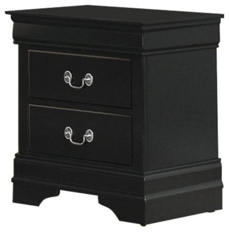 Traditional Style Wooden Night Stand With 2 Drawers Black ...