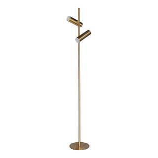 12W Floor Lamp, Aged Brass with Frosted Acrylic Diffuser - Modern ...