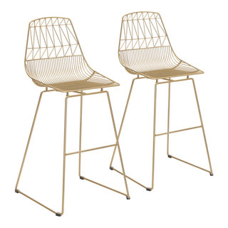 Brody Bar Chair (Set of 2) Gold - Contemporary - Outdoor Bar Stools And ...