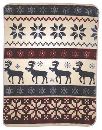 Reindeer Stripe High-Pile Oversized Throw, 60"x80" - Traditional ...