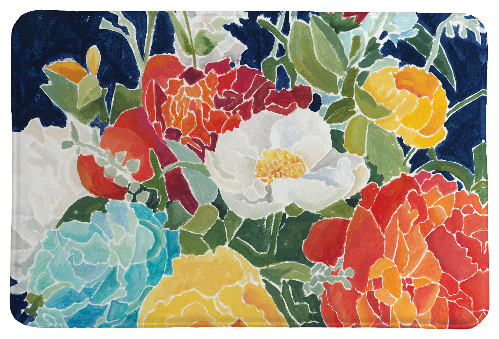 Laural Home Midnight Floral Memory Foam Rug, 20" X 30" - Contemporary ...