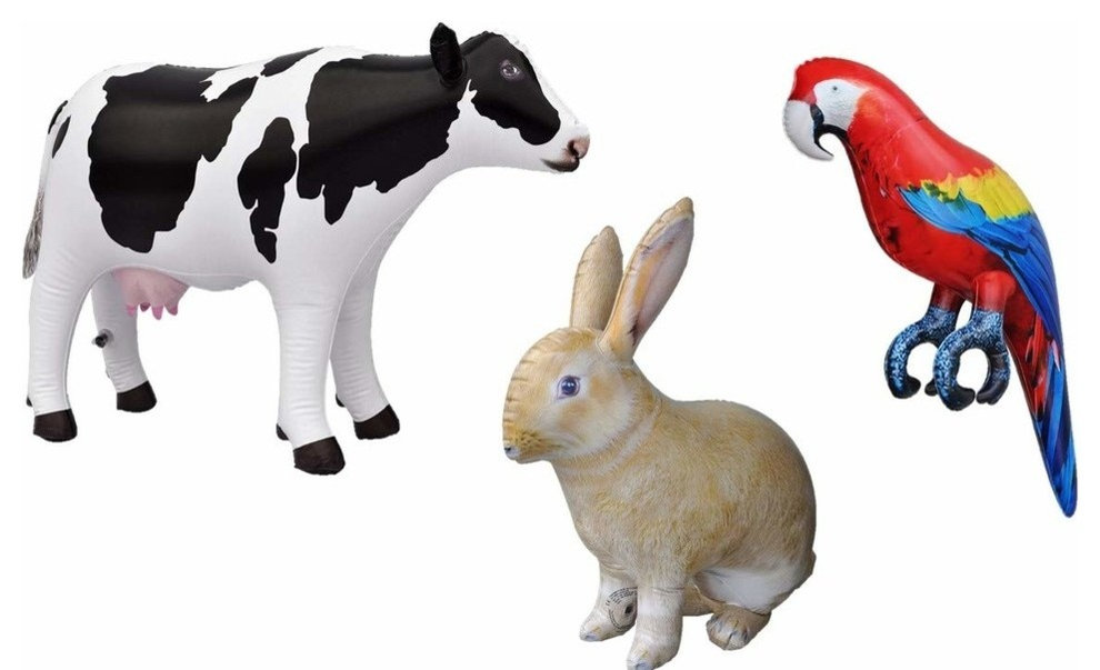 Jet Creations Inflatable 3 Pack, Cow, Rabbit, Parrot - Contemporary ...