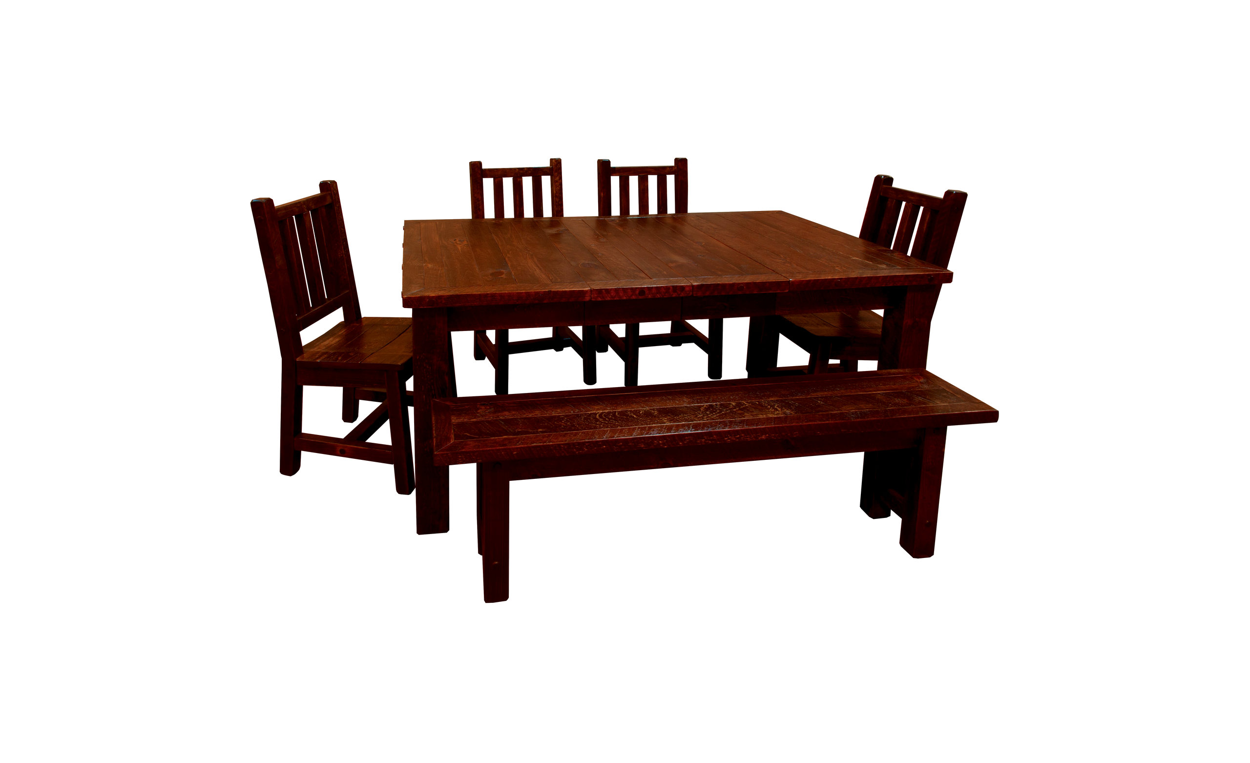 Rustic Barn Wood Style Timber Peg Extension Dining Set, 2-Leaf 42" X 66 ...