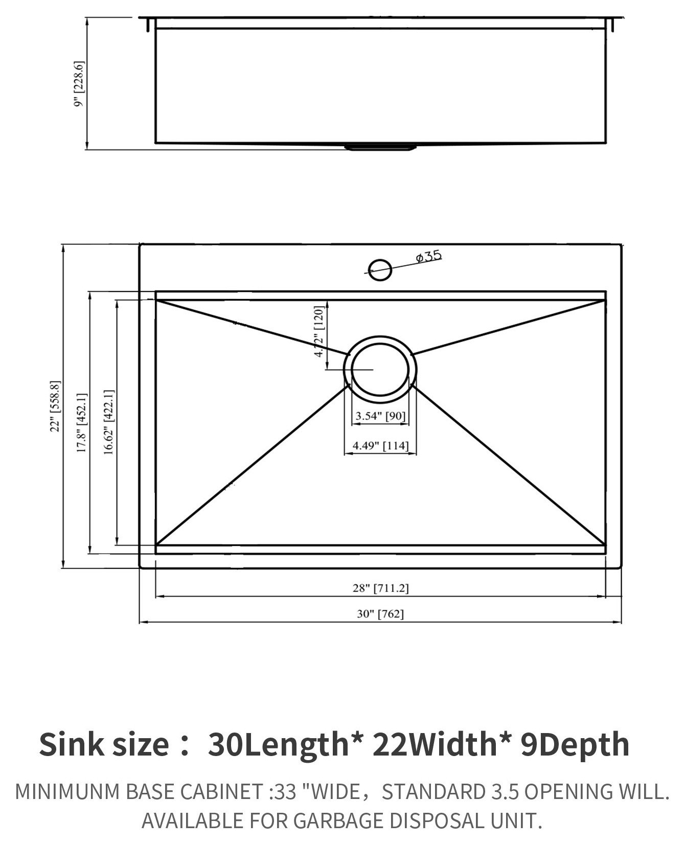 30-inch Drop In Kitchen Sink 18 Gauge Single Bowl Kitchen Sink ...