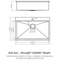 30-inch Drop In Kitchen Sink 18 Gauge Single Bowl Kitchen Sink ...