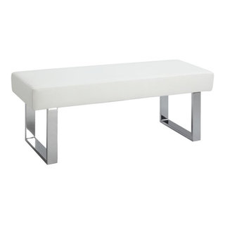 Contemporary Backless Long Bench, White - Contemporary - Upholstered ...