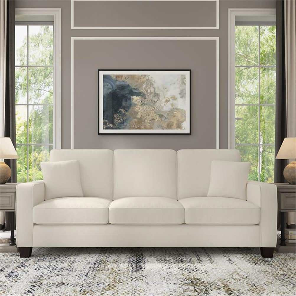 Stockton 85W Large Living Room Sofa in Cream Herringbone Fabric ...
