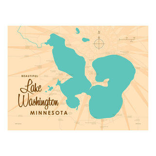 Lakebound Lake Washington Minnesota Map Art Print, 9"x12 ...