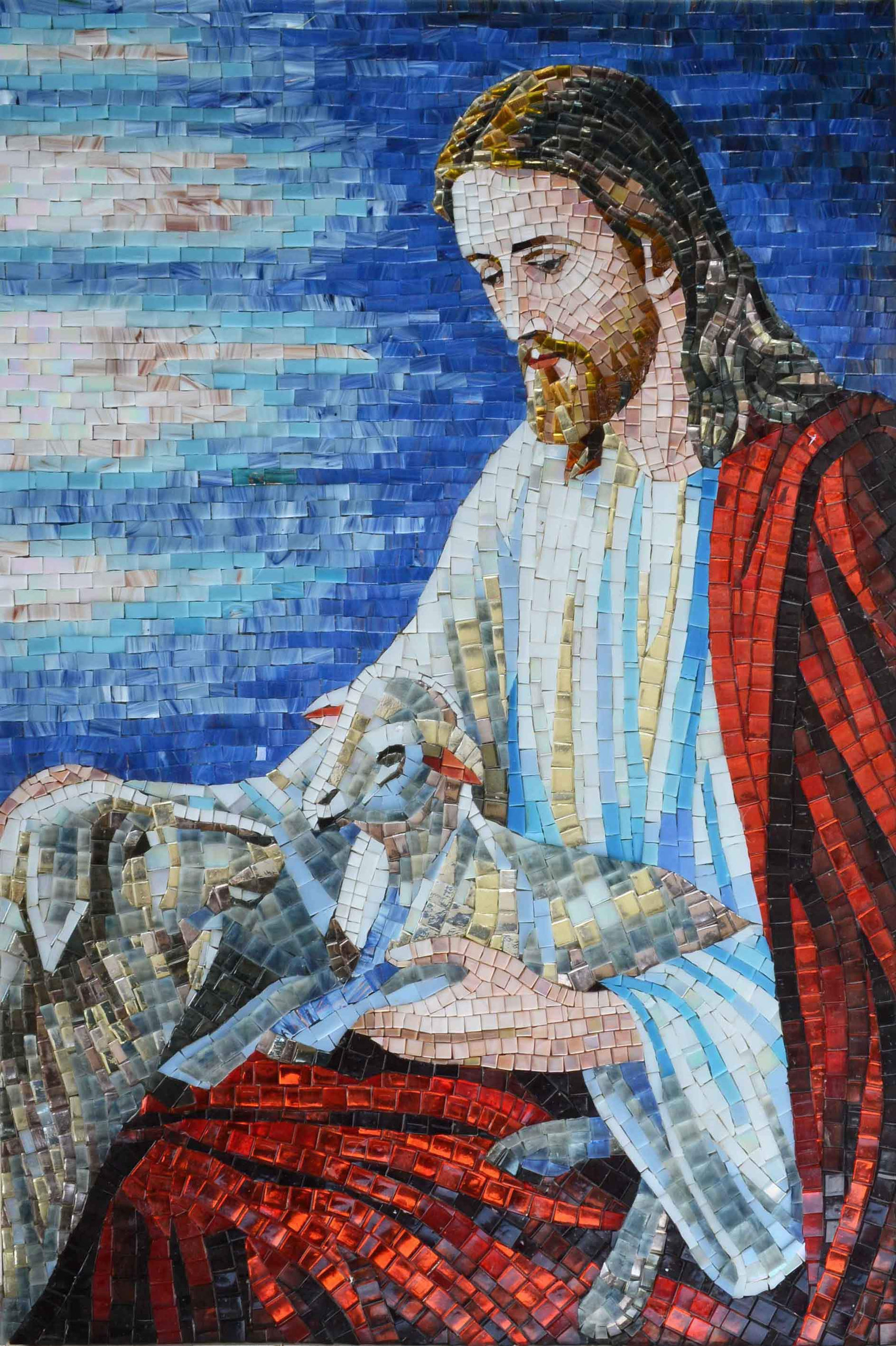 Modern Mosaic Icon, Jesus, 35" x 53" - Farmhouse - Tile Murals - by ...