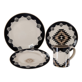 Chalet Aztec Dinnerware and Canister Set, 19 Piece - Southwestern ...