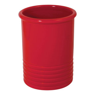 Chantal True Red Ceramic Medium Utensil Crock - Transitional - Utensil ...