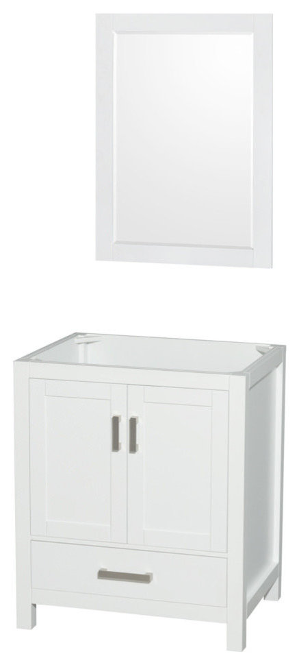 30" Single Bathroom Vanity in White, No Countertop, No Sink, and 24 ...