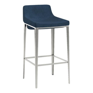Elegant Bar Stool with Low Back, Contoured Seat & Steel Legs ...