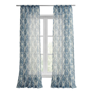Fresco Printed Sheer Curtain Single Panel, 50"x84" - Mediterranean ...