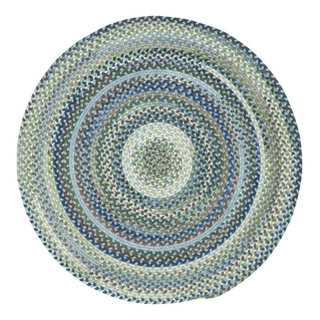 Manchester Concentric Braided Rectangle Rug, Light Blue, 36" Round ...