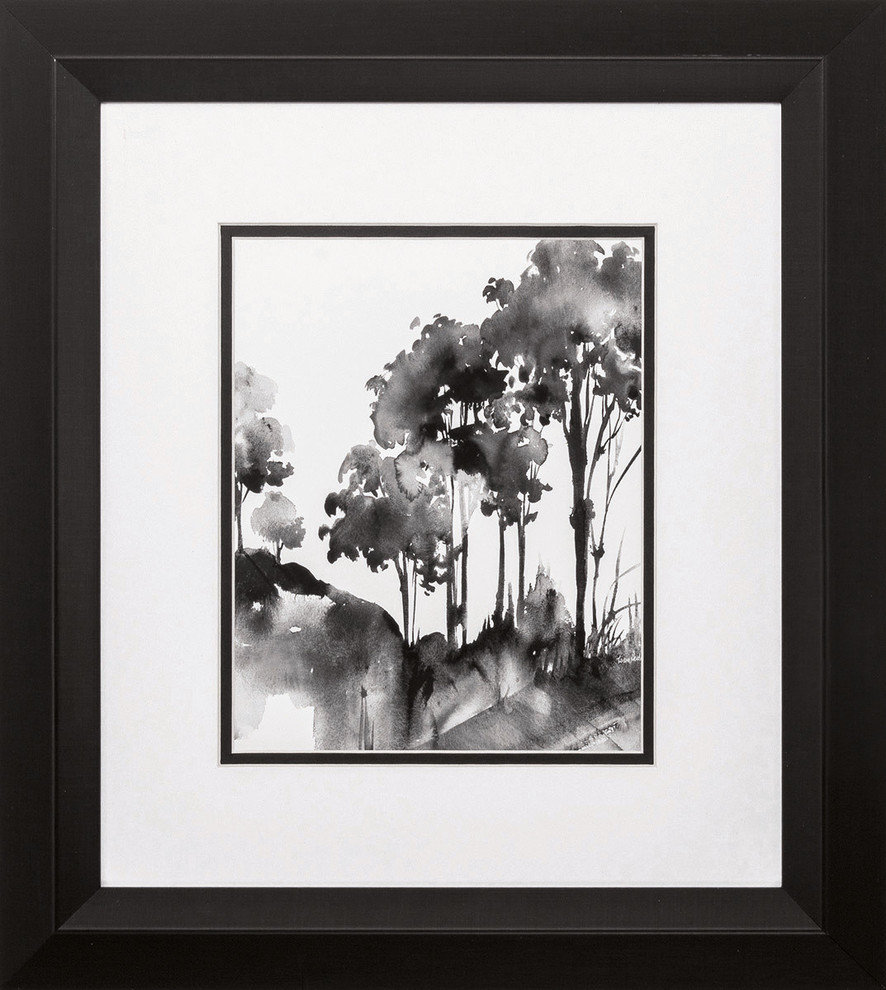 Ink Wash Trees Wall Art, 2-Piece Set - Contemporary - Prints And ...
