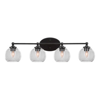 Capri 4-Light Bath Bar, Matte Black/Clear Bubble - Transitional ...