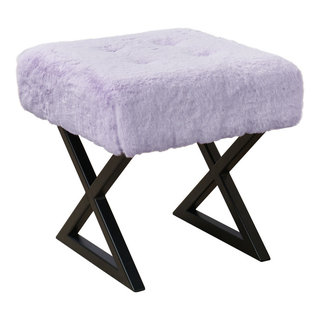 Heavy Faux Fur Vanity Stool, 19''x19''x19'' - Contemporary - Vanity ...