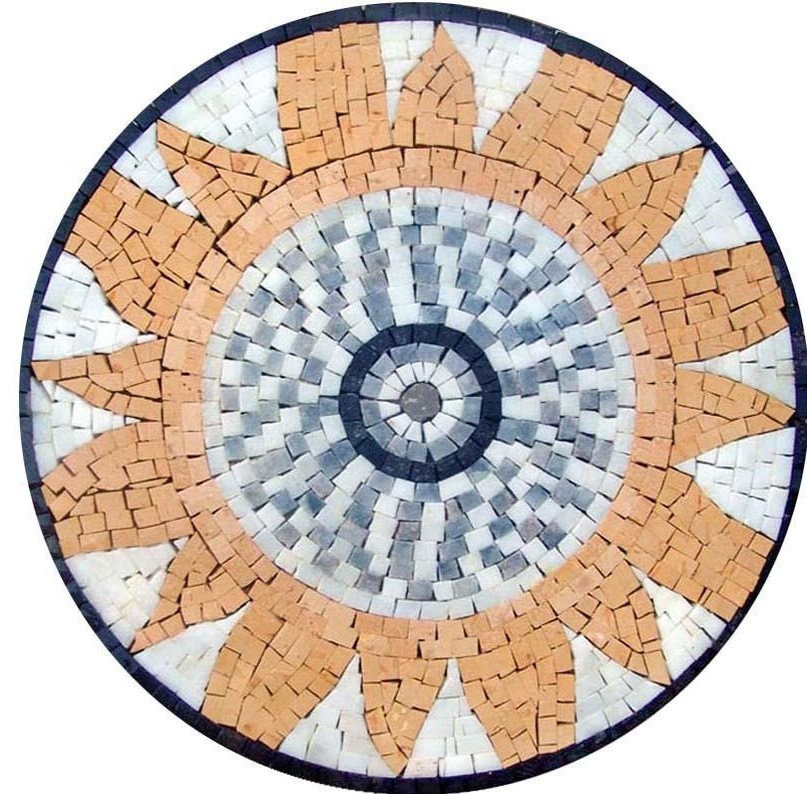 Mosaic Garden Art Medallion, Sunshine, 18" x 18" - Contemporary - Tile ...