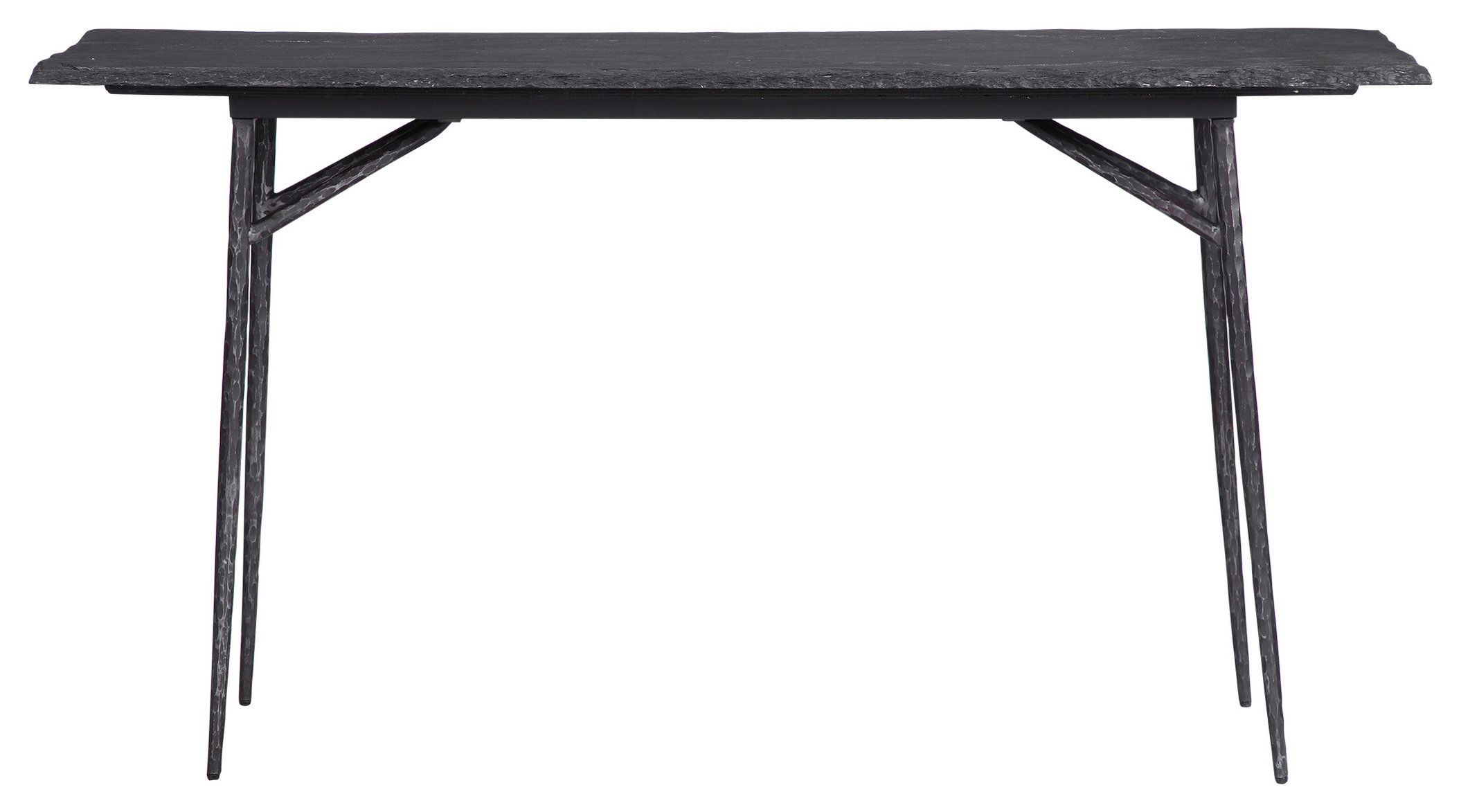 Gorgeous Slate Stone Slab Console Table Organic Live Edge Luxe Iron ...
