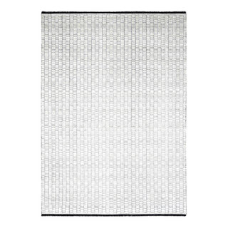 Ivory Modern Roman Design Hand Loomed Wool & Silk Oriental Rug, 9'x12'1 ...