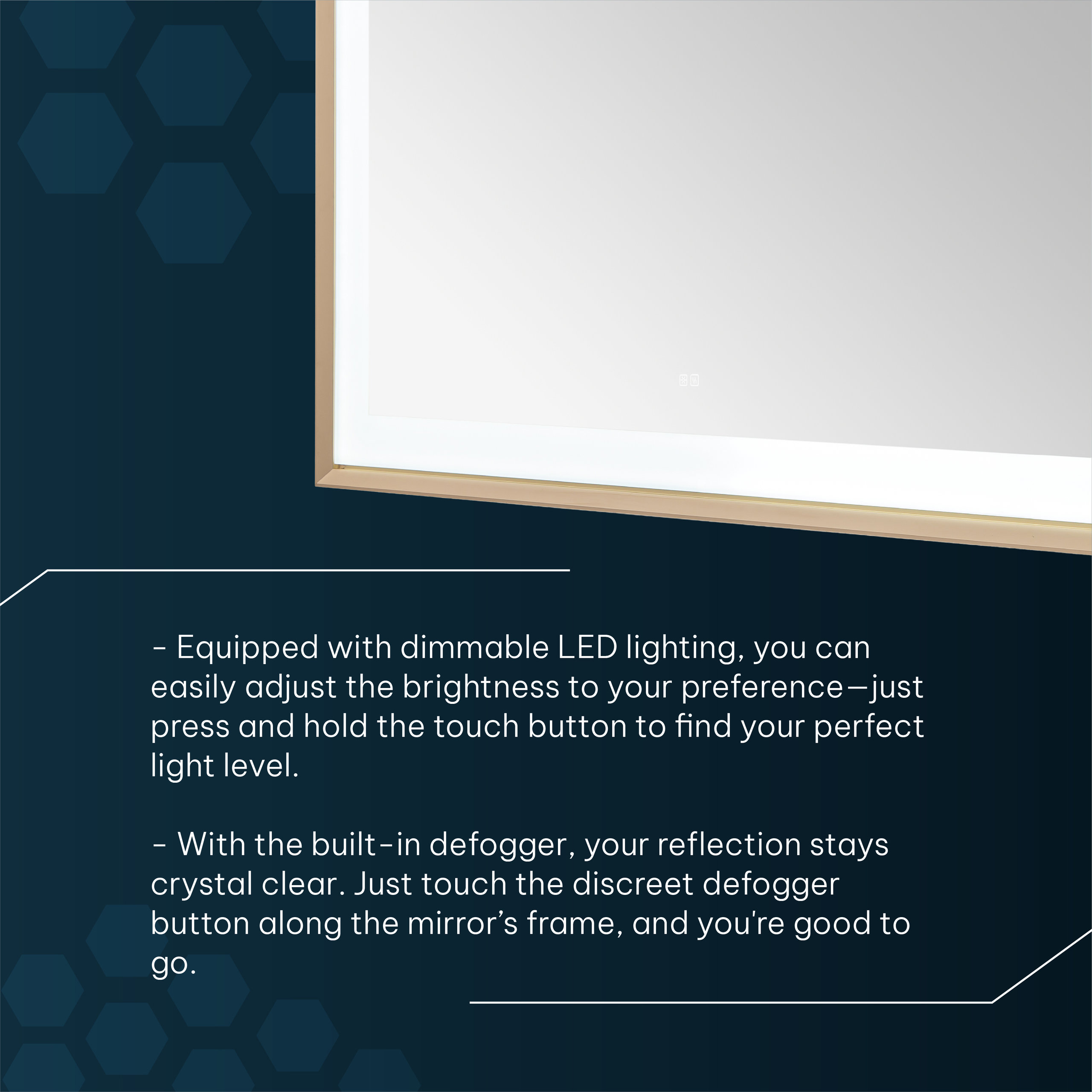Madison LED Lighted Chamfer Frame Mirror, Defogger, Matte Black, 60"x36 ...