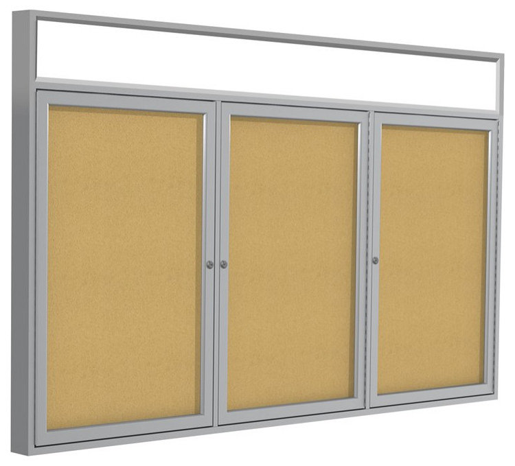 Ghent 48"x72" 3D Silver Aluminum Header Bulletin Board - Natural Cork ...