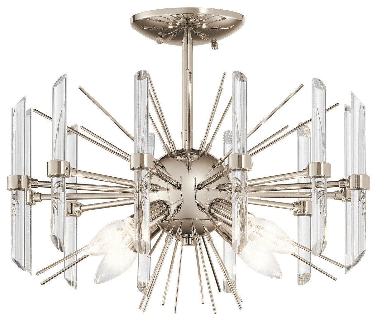 Eris 4-Light 16" Ceiling Light in Polished Nickel - Midcentury - Flush ...
