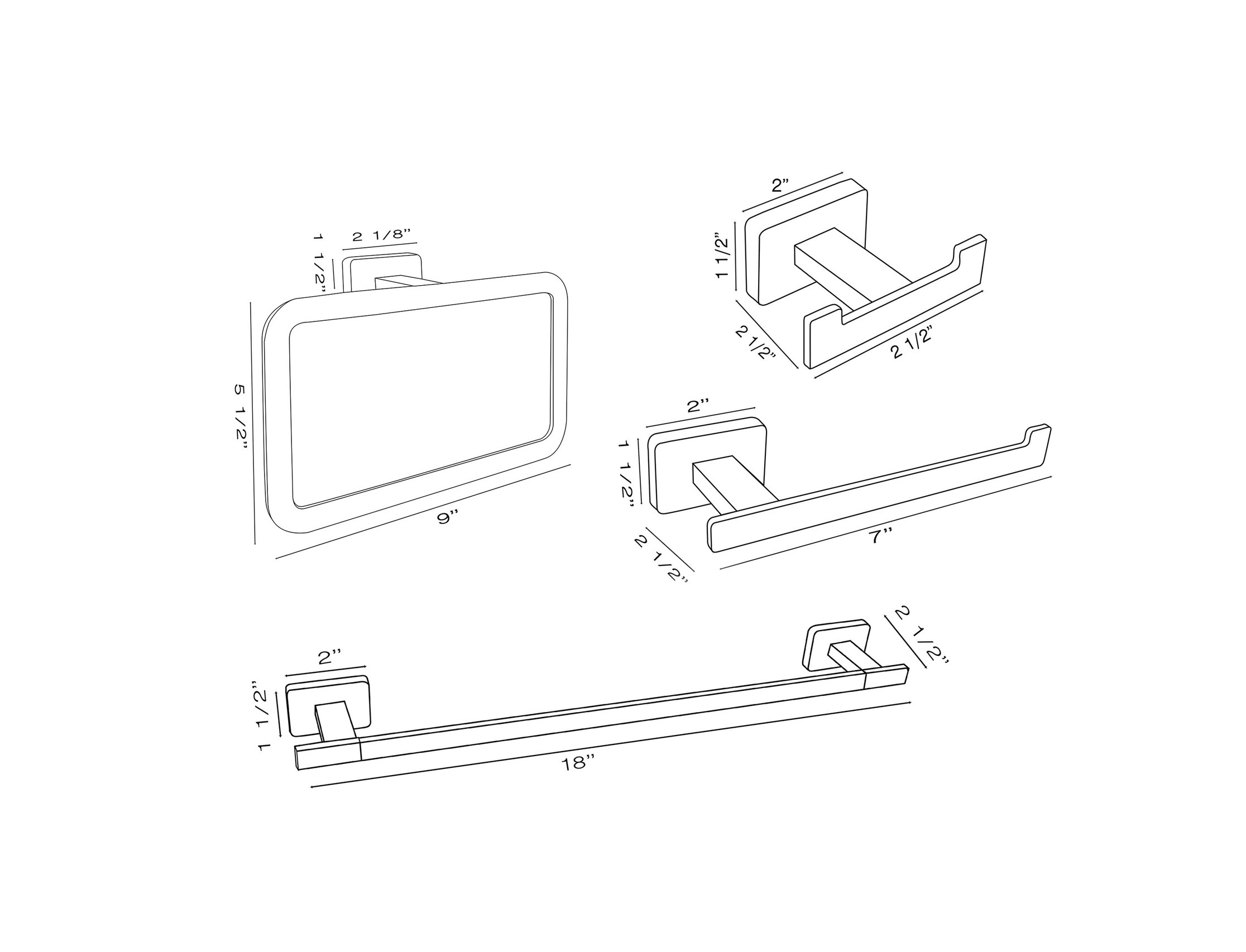Chicago Series Chrome Bathroom 4 Piece Accessory Set (18 ...