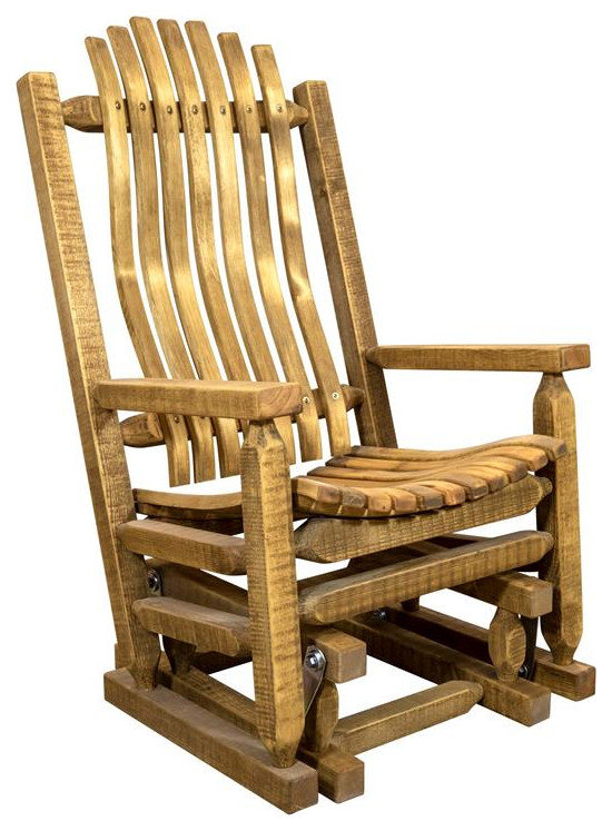 Montana Woodworks Homestead Transitional Wood Glider Rocker in Gold ...