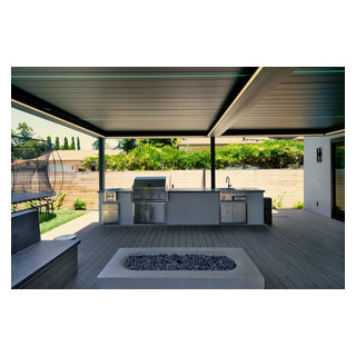 Louvered Pergola with Double Roof , Screens and RGB Louver Lighting ...
