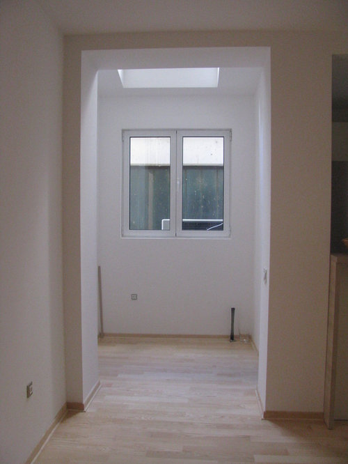 Living room with no direct natural light