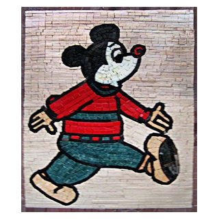 Mickey Mouse Marble Mosaic, 31" x 43" - Contemporary - Tile Murals - by ...