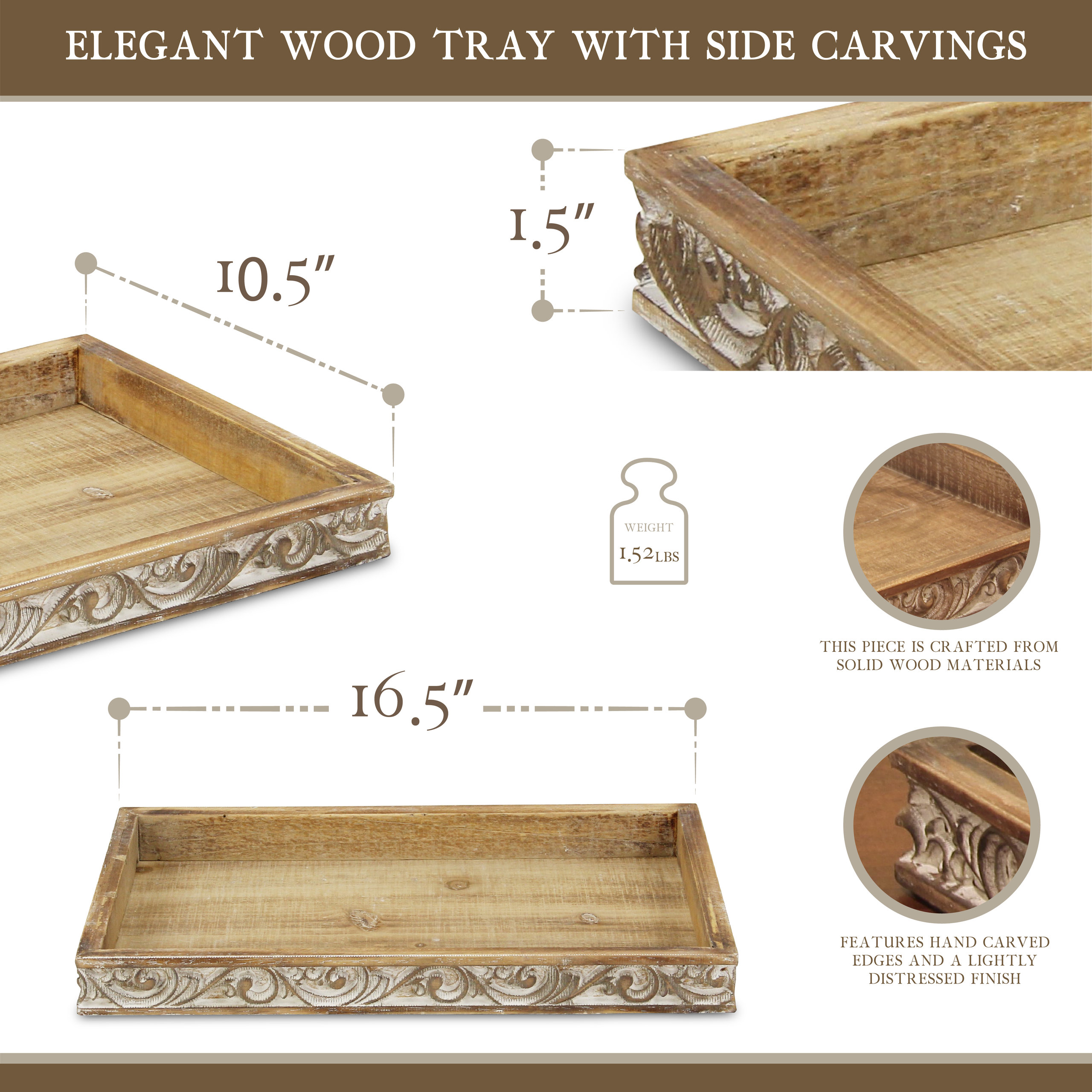 Hand-Carved Wooden Tray - Traditional - Serving Trays - by Cheungs | Houzz
