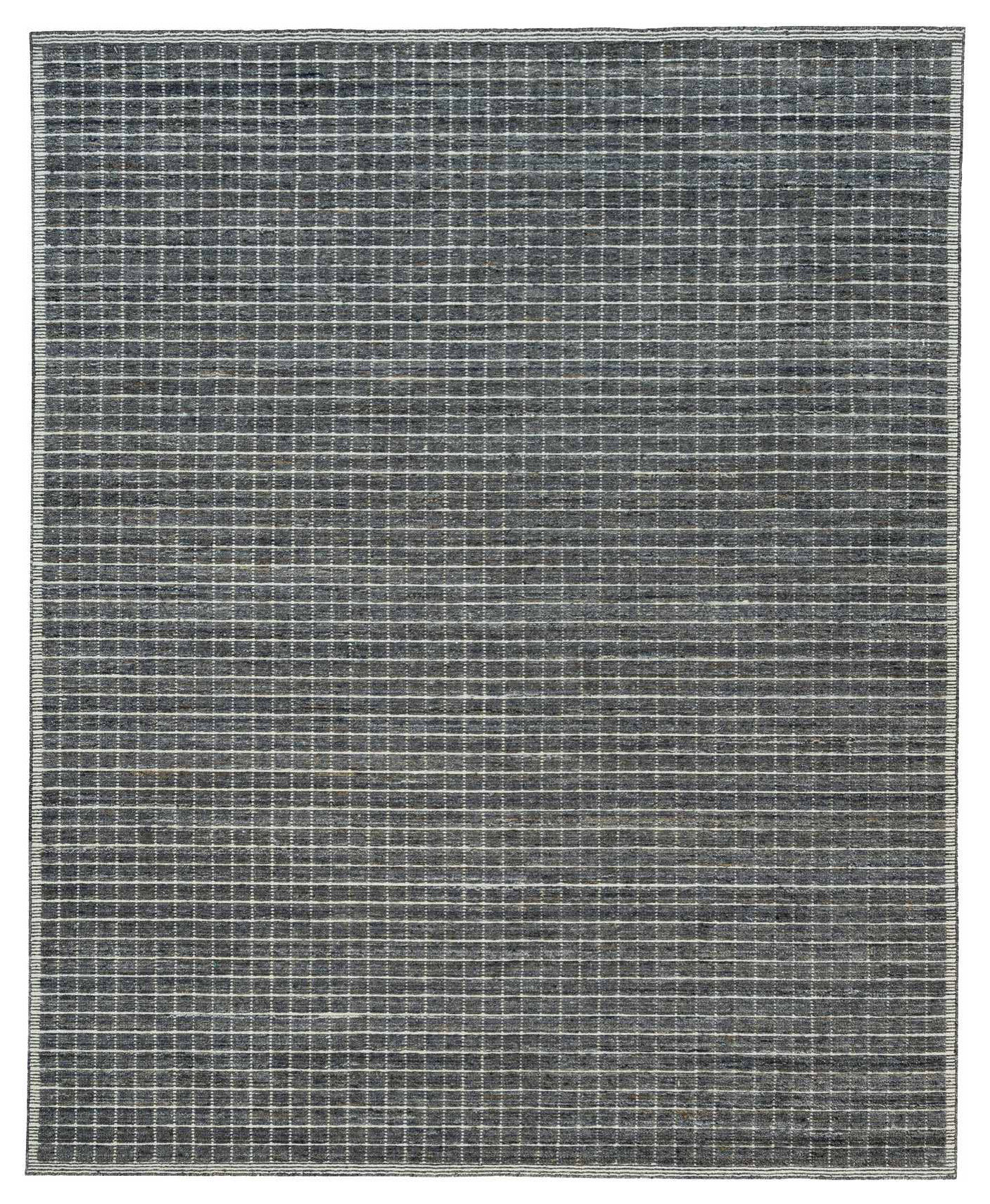 Gray Modern Box Design Plain Decor All Wool Loomed Knotted Rug 8' x 9 ...