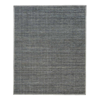 Gray Modern Box Design Plain Decor All Wool Loomed Knotted Rug 8' x 9 ...