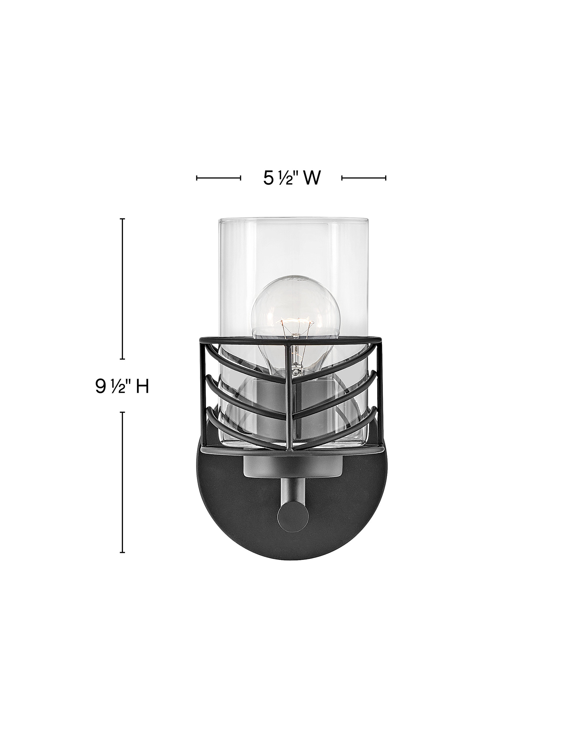 Hinkley Della Small Single Light Vanity, Black, 5.5" - Transitional ...