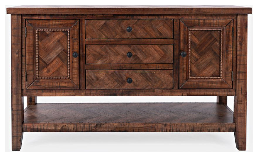 Fairview Transitional Herringbone Contemporary Distressed Acacia Buffet ...
